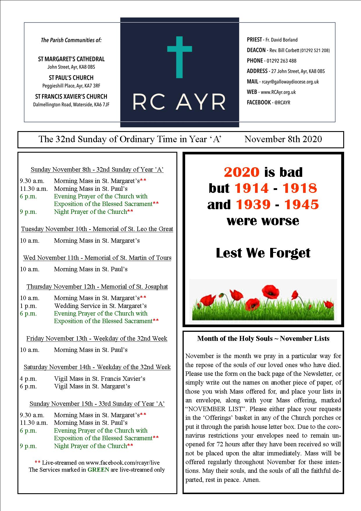 Newsletter for the 32nd Sunday in Ordinary Time – Year ‘A’, November ...