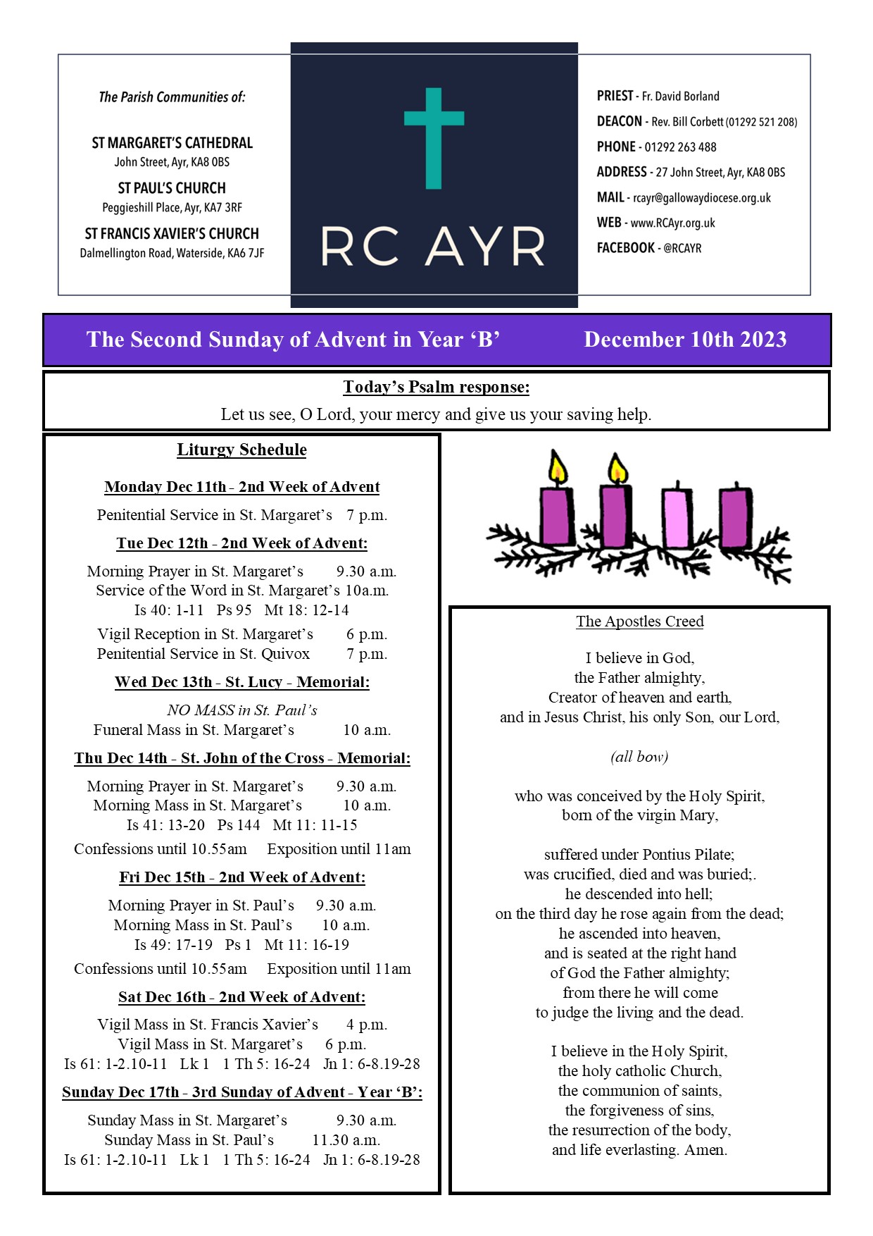 Newsletter for the 2nd Sunday of Advent, Year B, December 10th 2023 ...