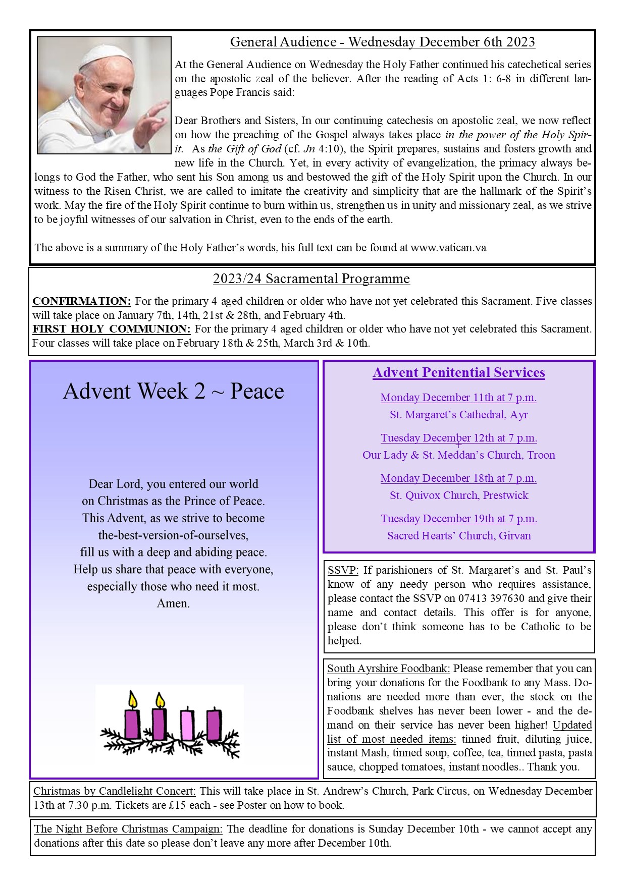 Newsletter for the 2nd Sunday of Advent, Year B, December 10th 2023 ...