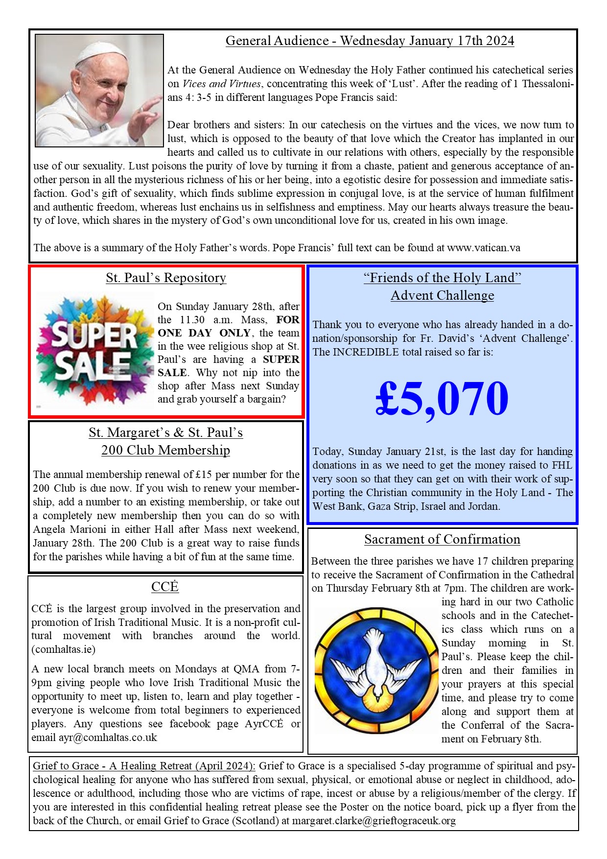 Newsletter for the 3rd Sunday in Ordinary Time Year B, January 21st ...